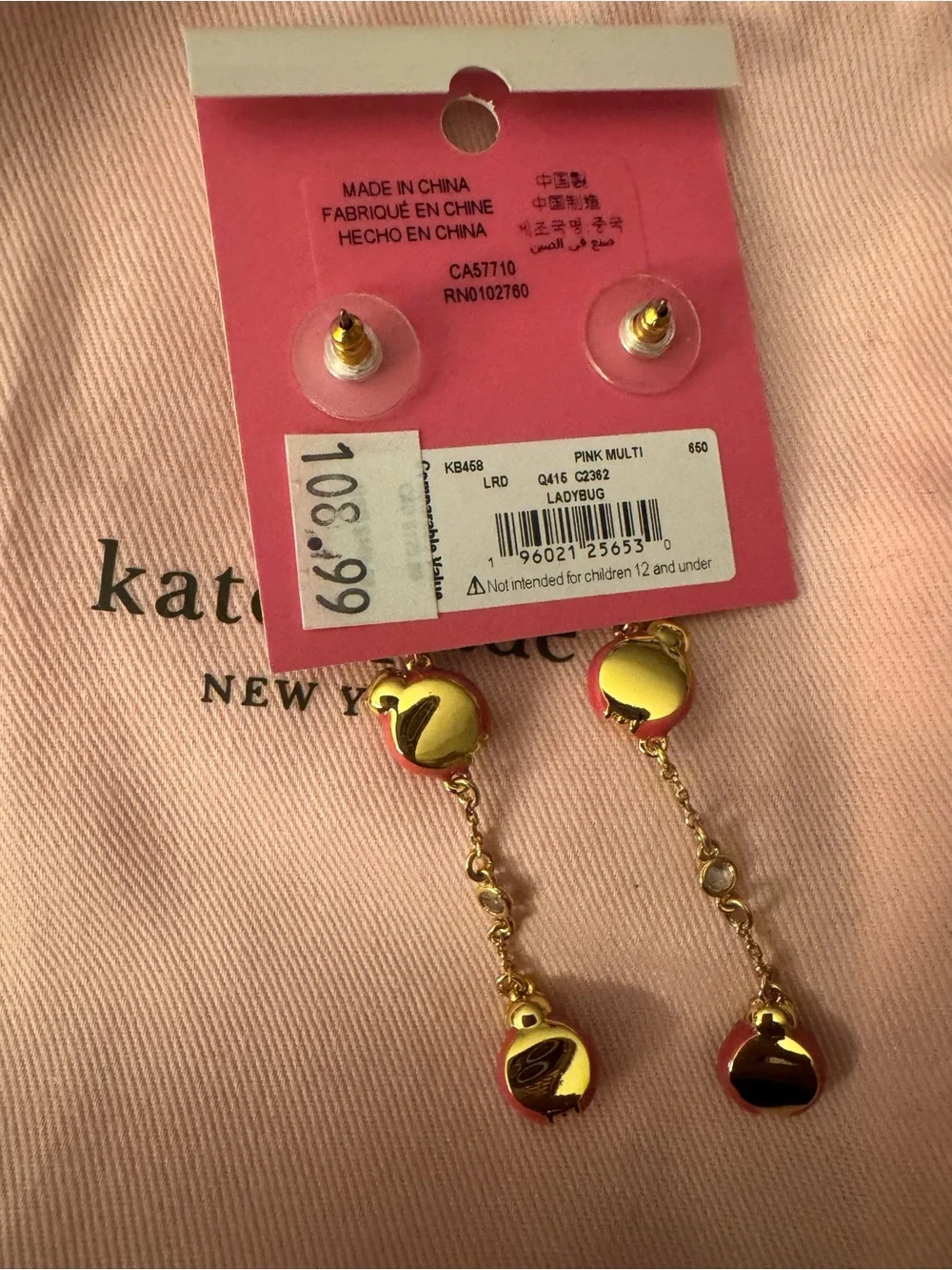 kate spade | Jewelry | Kate Spade New York Ladybug Linear Drop Earrings ...